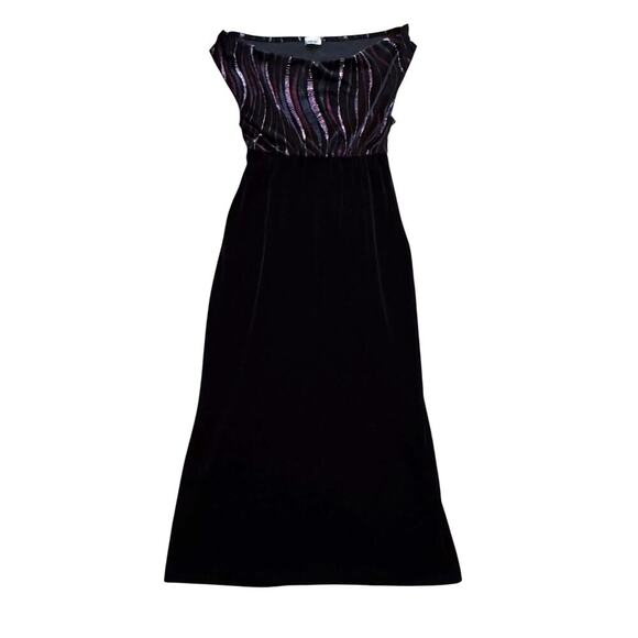 Star CCC | Dresses | Vtg Velvet Maxi Dress M 4 6 Black Pink 9s Y2k ...